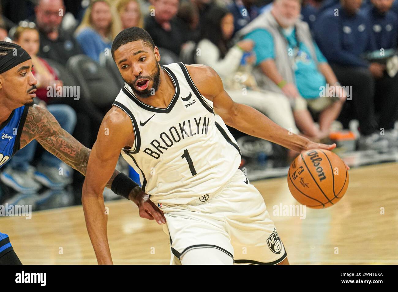 Orlando, Florida, USA, February 27, 2024, Brooklyn Nets player Mikal ...