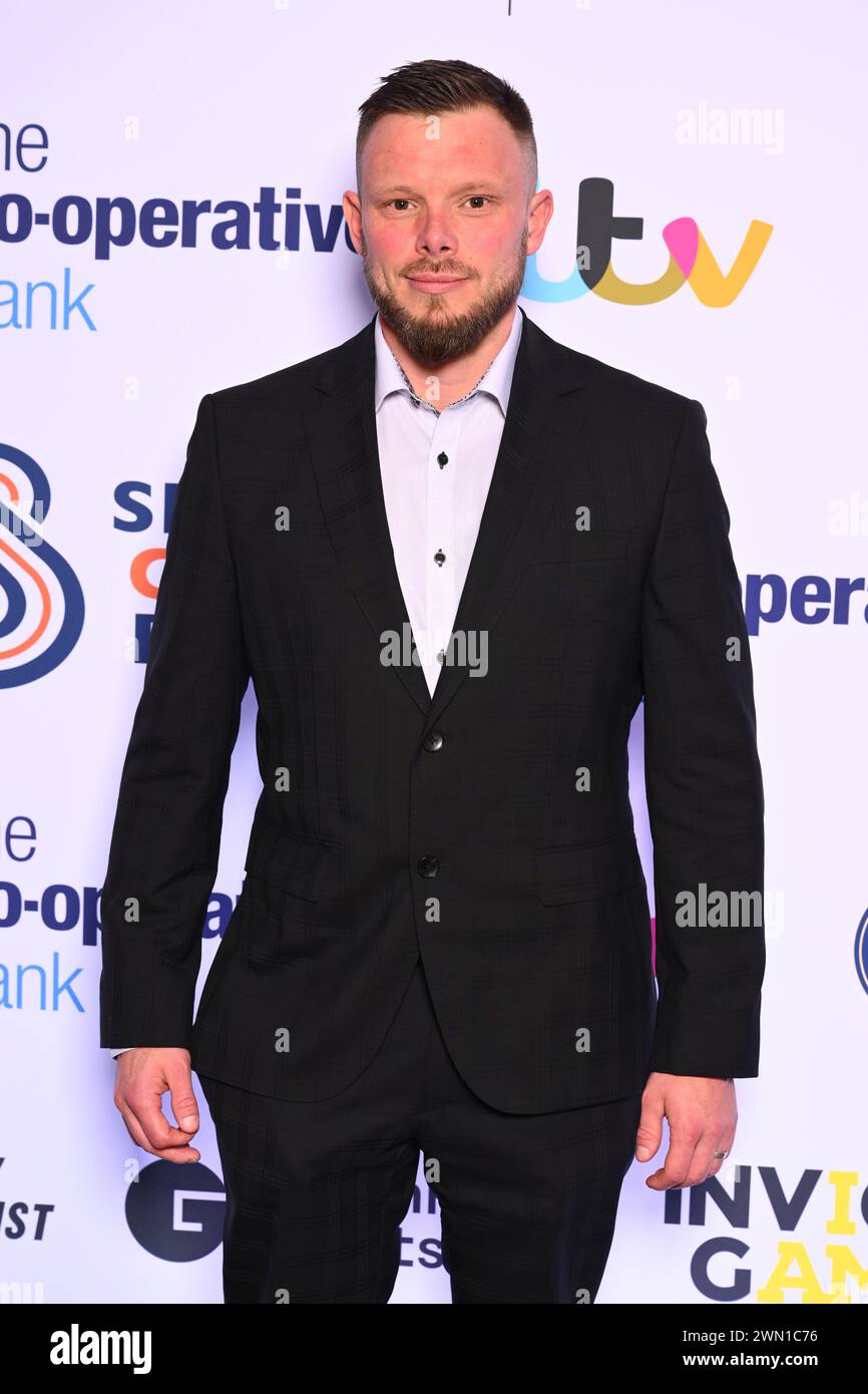 London, UK. 28 February 2023. Dan Ley attending the Sport Gives Back ...