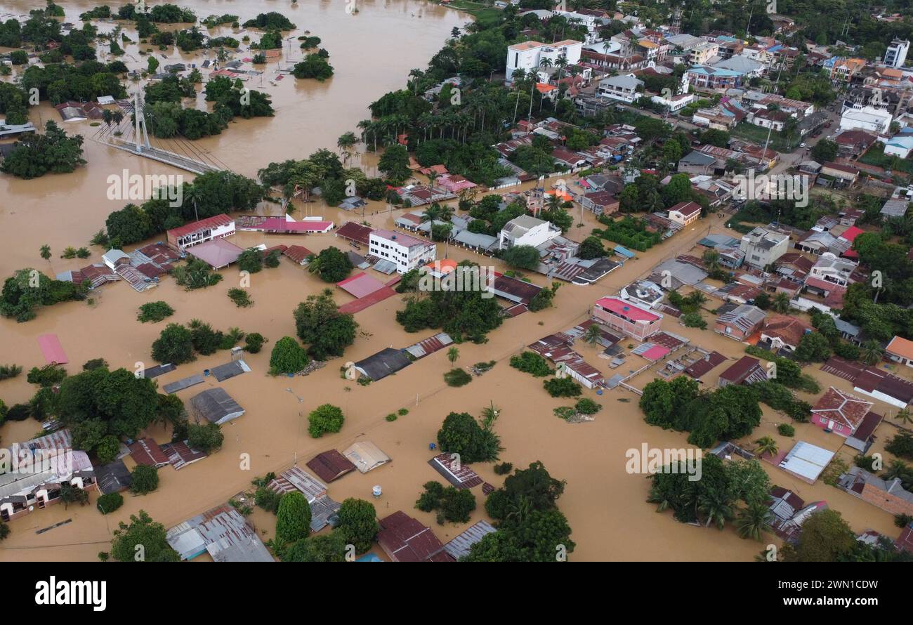 A partial view of the flooded town of Cobija, Bolivia, Wednesday, Feb ...