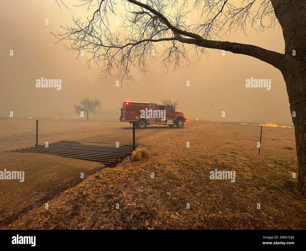 Hutchinson County, Texas, USA. 28th Feb, 2024. A fire engine stands ...