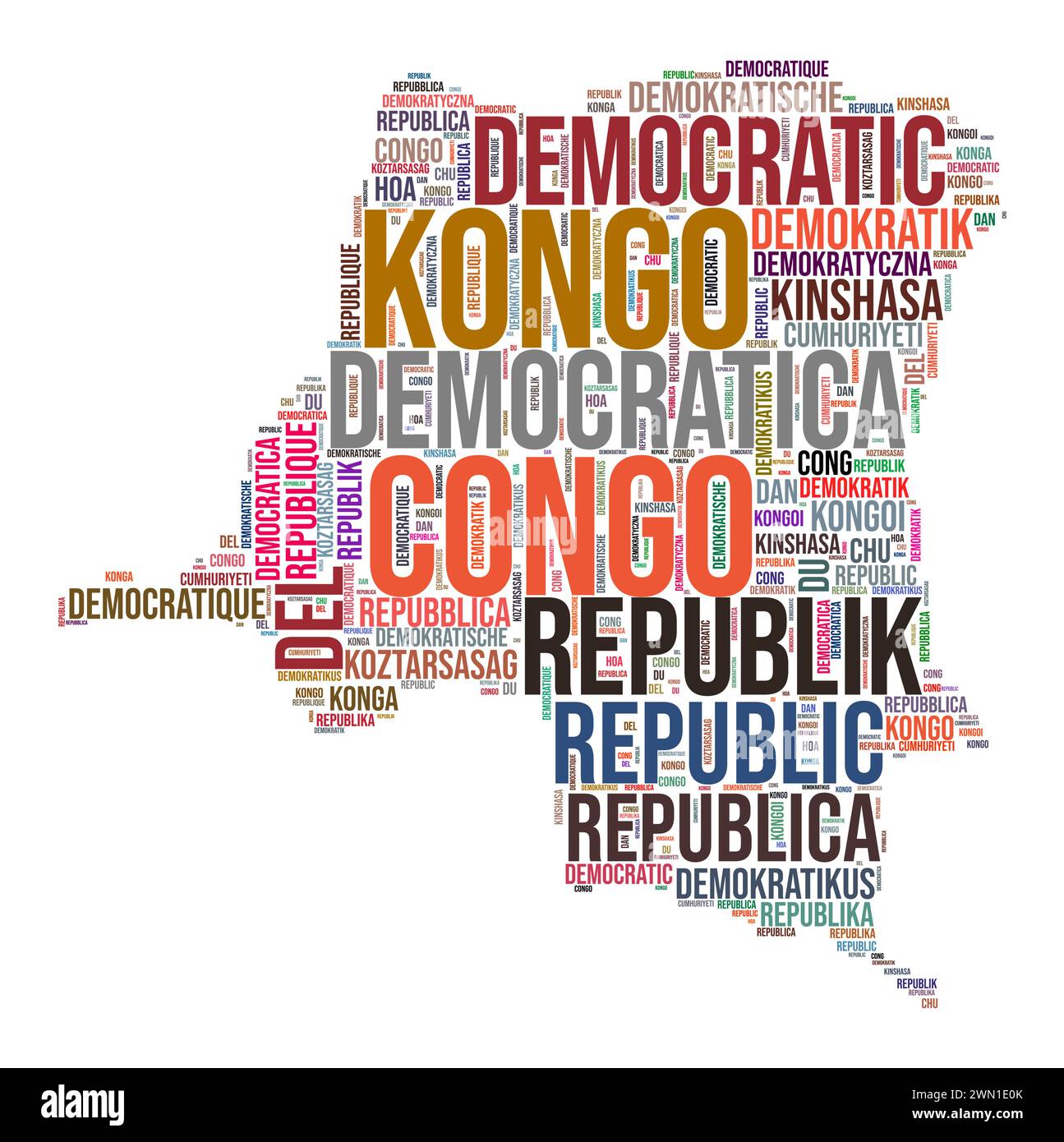 DR Congo country shape word cloud. Typography style country ...