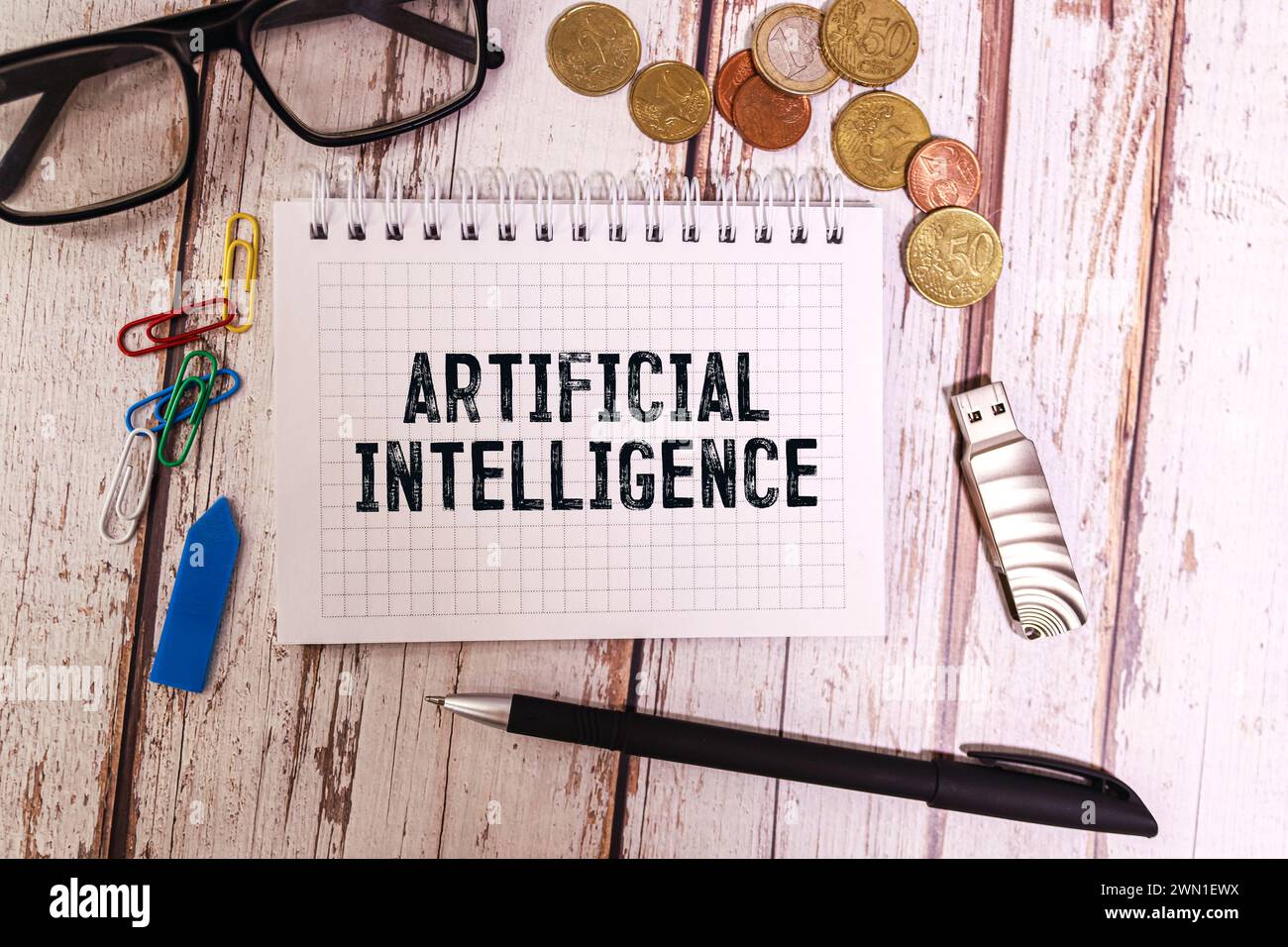 Artificial Intelligence text written on a notebook with pencils Stock ... Artificial Intelligence text written on a notebook with pencils Stock ...
