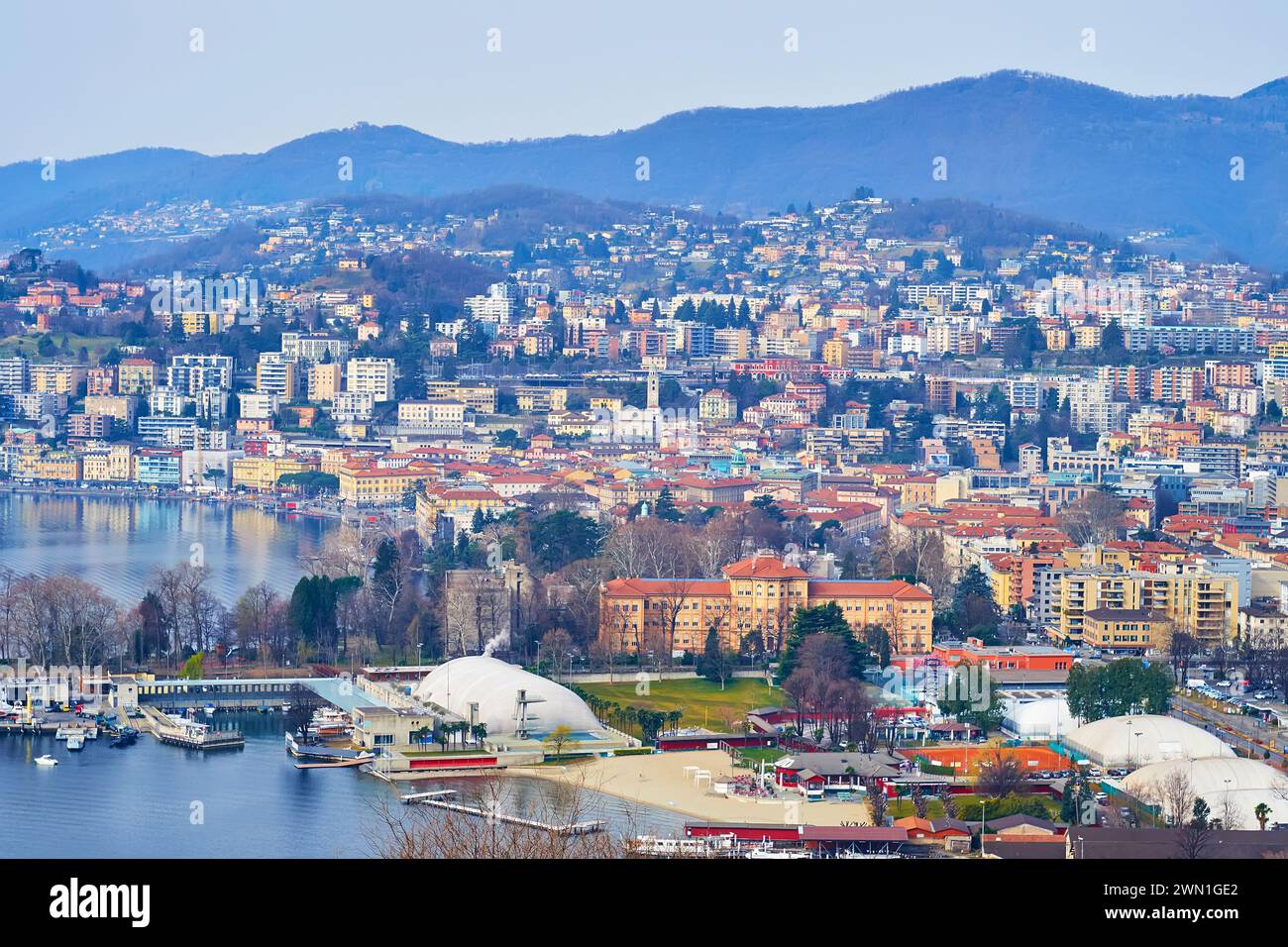 The slope of Monte Bre opens the view on the scenic mountain landscape ...