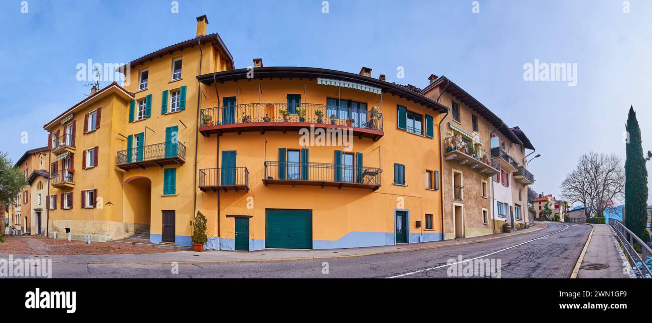 Panorama of the vintage housing of Ruvigliana, located along the ...