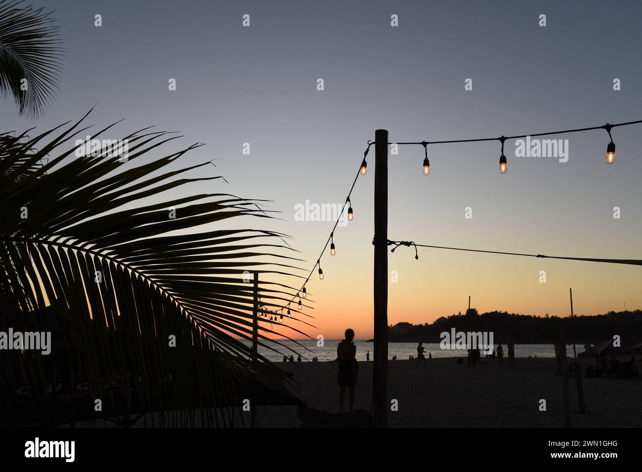 Sunset at Playa Zicatela beach in Puerto Escondido, Oaxaca, Mexico ...