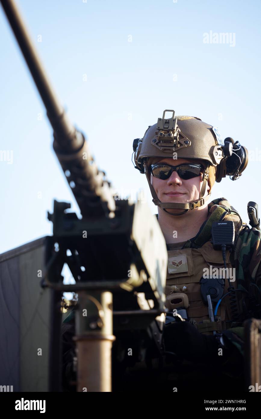 U.S. Air Force Senior Airman Alex Beckerink, a security forces fire ...