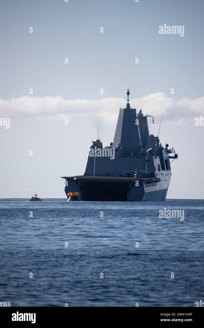 U.S. Navy Sailors assigned to San Antonio class amphibious ship USS San ...