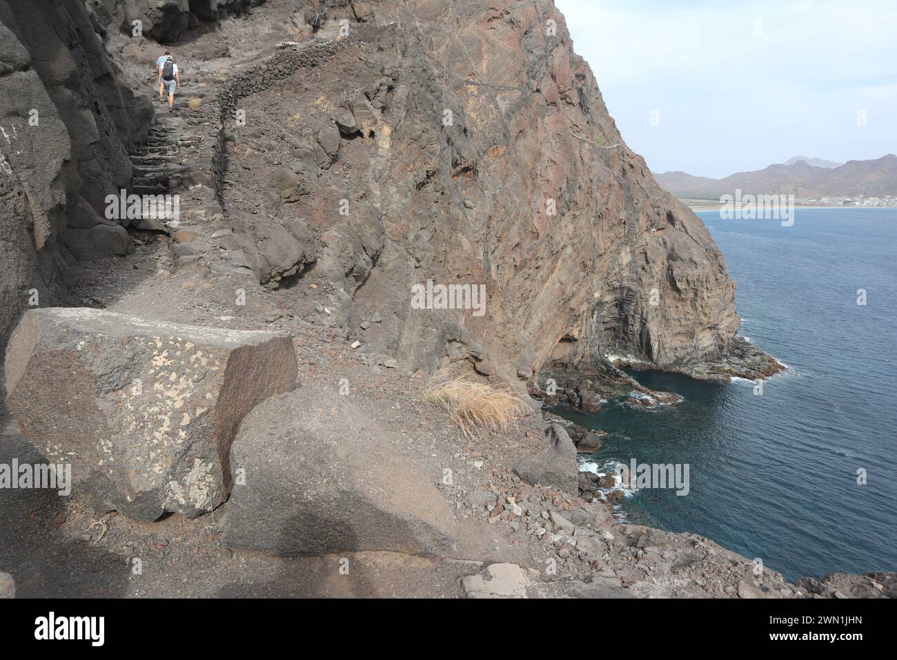 Trekking hiking lighthouse Dona Amelia Sao Pedro beach Sao Vicente Cape ...