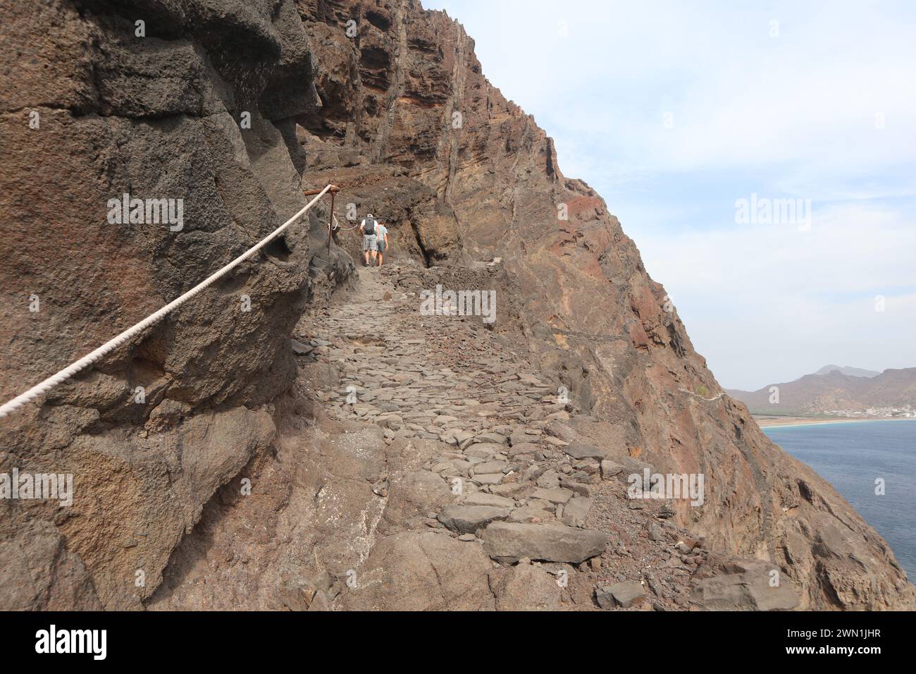 Trekking hiking lighthouse Dona Amelia Sao Pedro beach Sao Vicente Cape ...