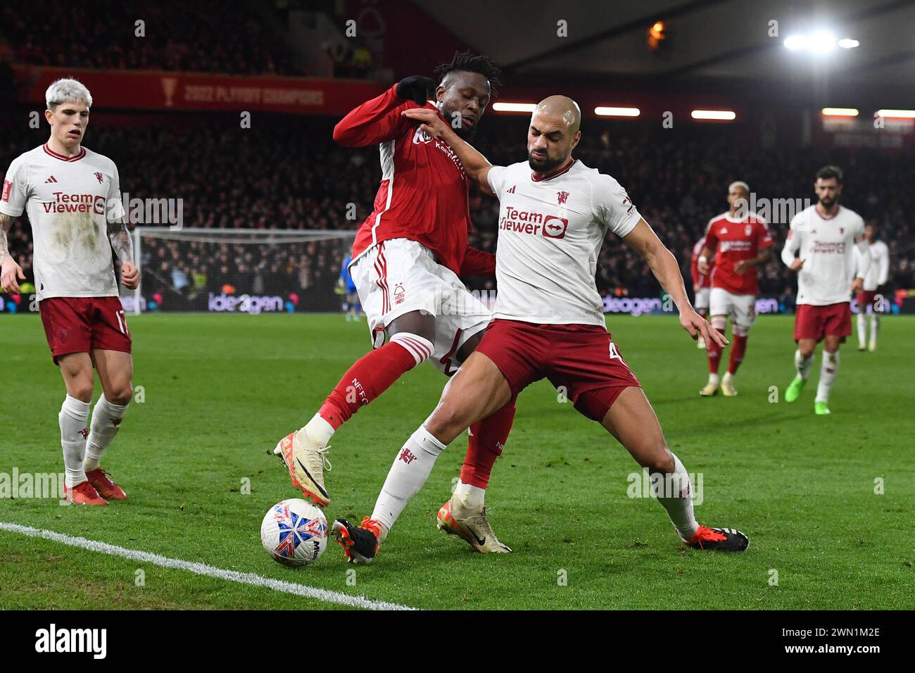 Sofyan Amrabat of Manchester United battles with Divock Origi of ...