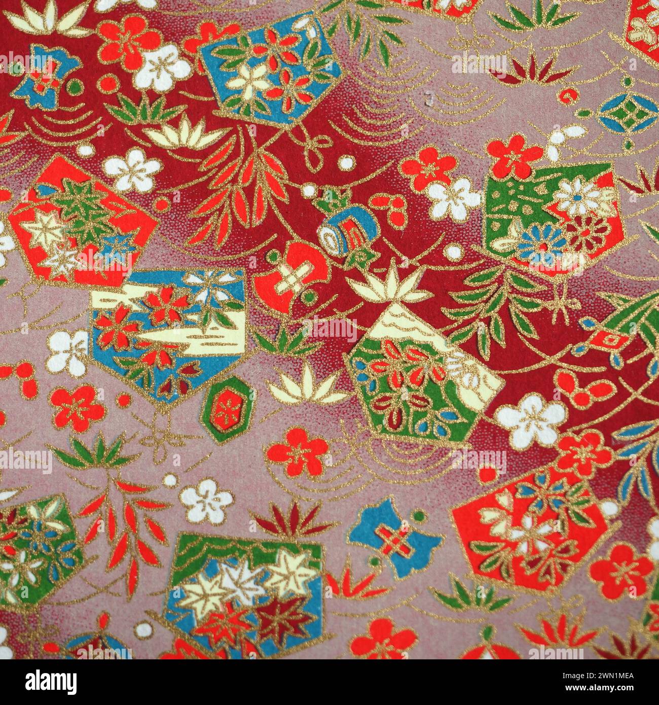 Traditional Japanese patterns representing festivity and luck botanical ...