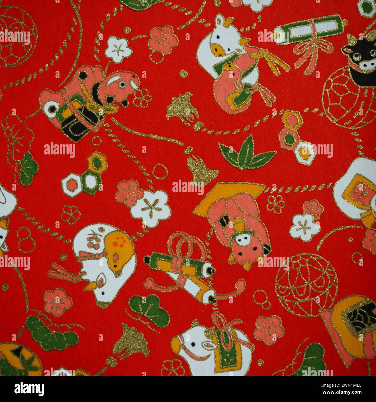 Traditional Japanese patterns with festive theme, with zodiac symbols ...