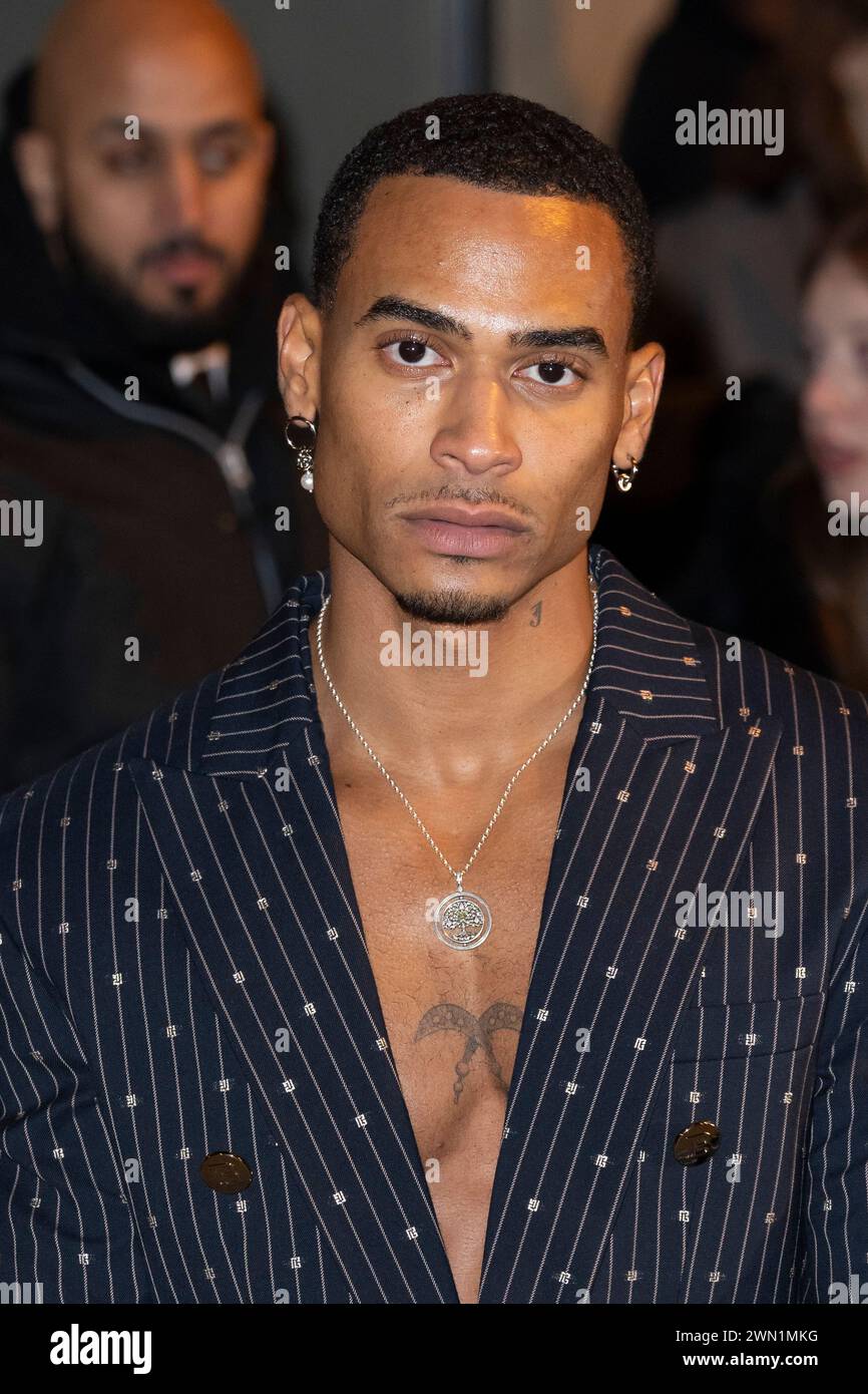 Jordan Hames arrives for the Balmain Fall/Winter 2024-2025 ready-to ...