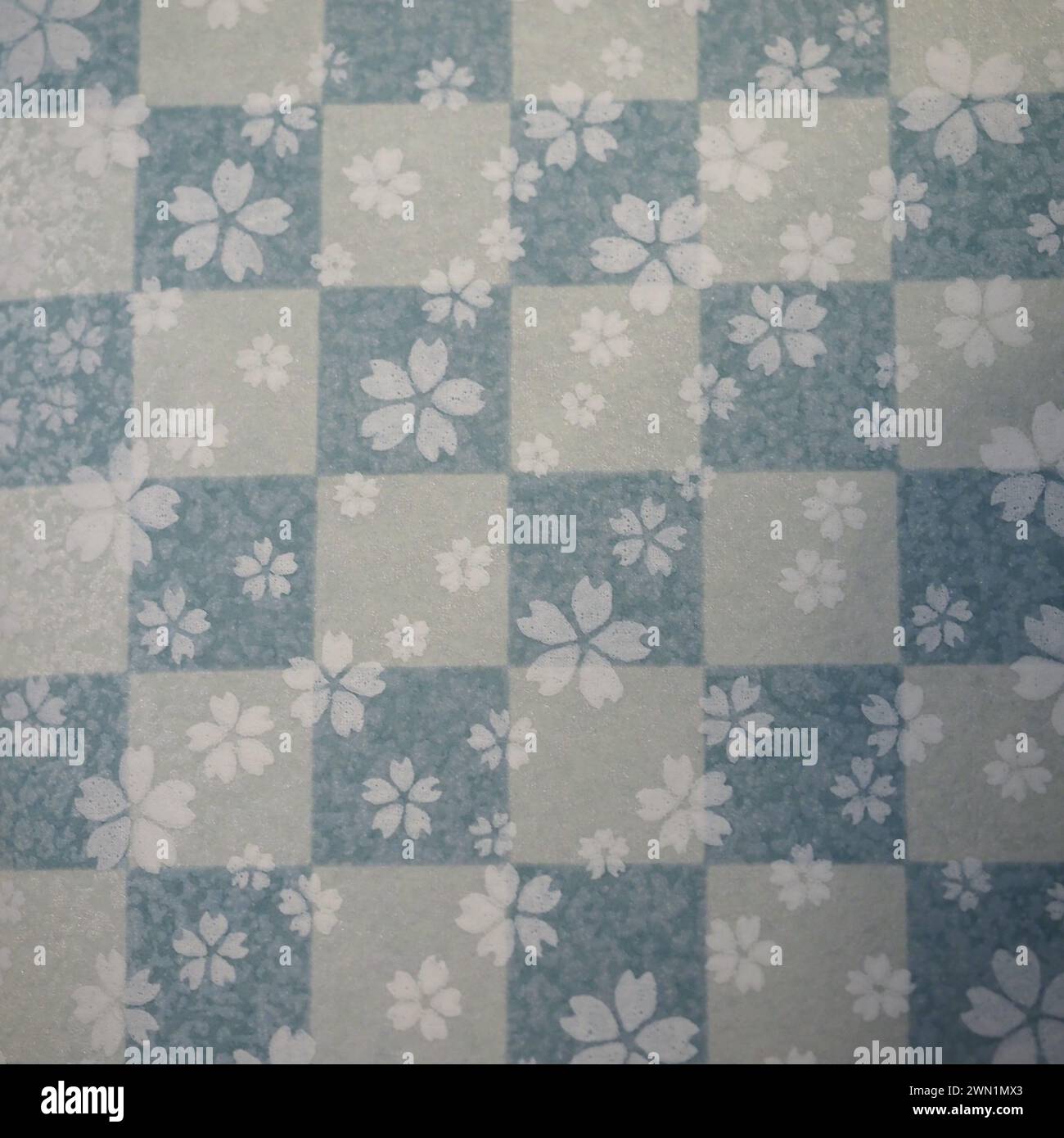 Traditional Japanese patterns against white and grey check patterns ...