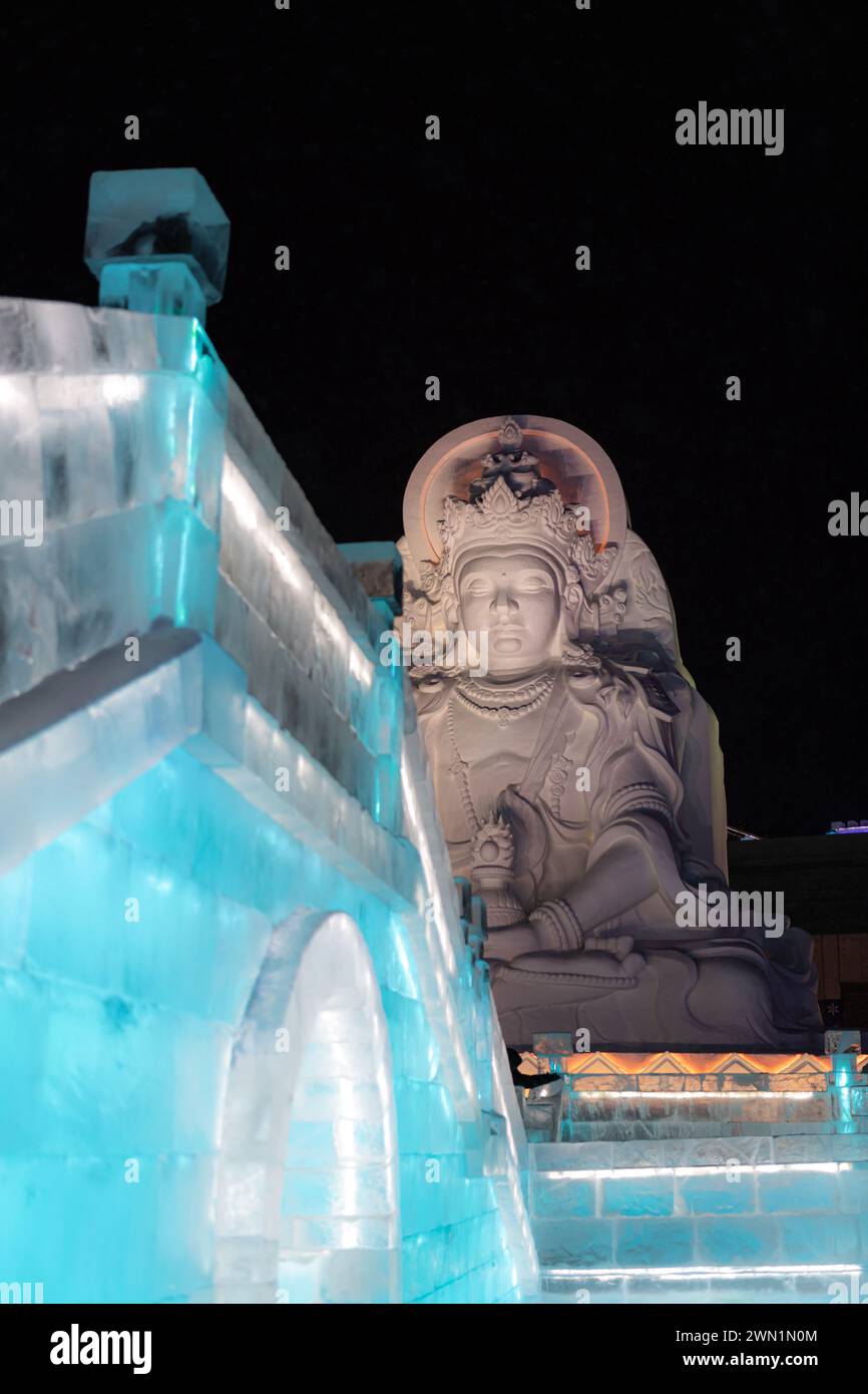 HARBIN, CHINA - January 1, 2022: Vertical image of the spectacular ...