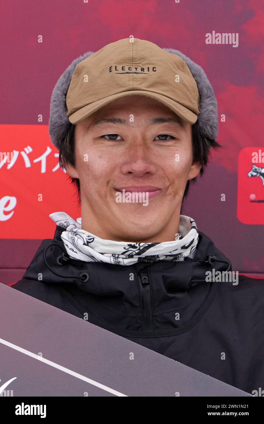 Nagano, Japan. 28th Feb, 2024. Ruki Tobita Snowboarding : COWDAY SLOPE ...