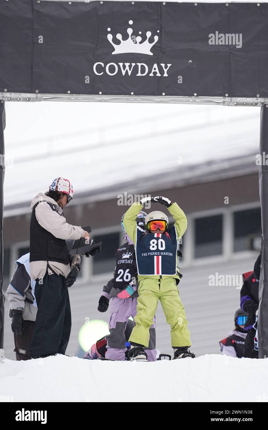 Nagano, Japan. 28th Feb, 2024. Azumi Nakano Snowboarding : COWDAY SLOPE ...