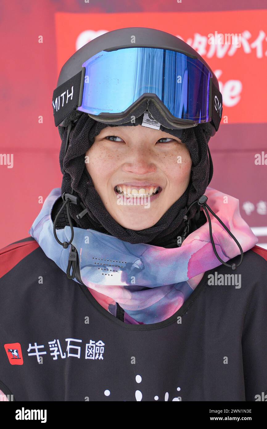 Nagano, Japan. 28th Feb, 2024. Rina Yoshika Snowboarding : COWDAY SLOPE ...