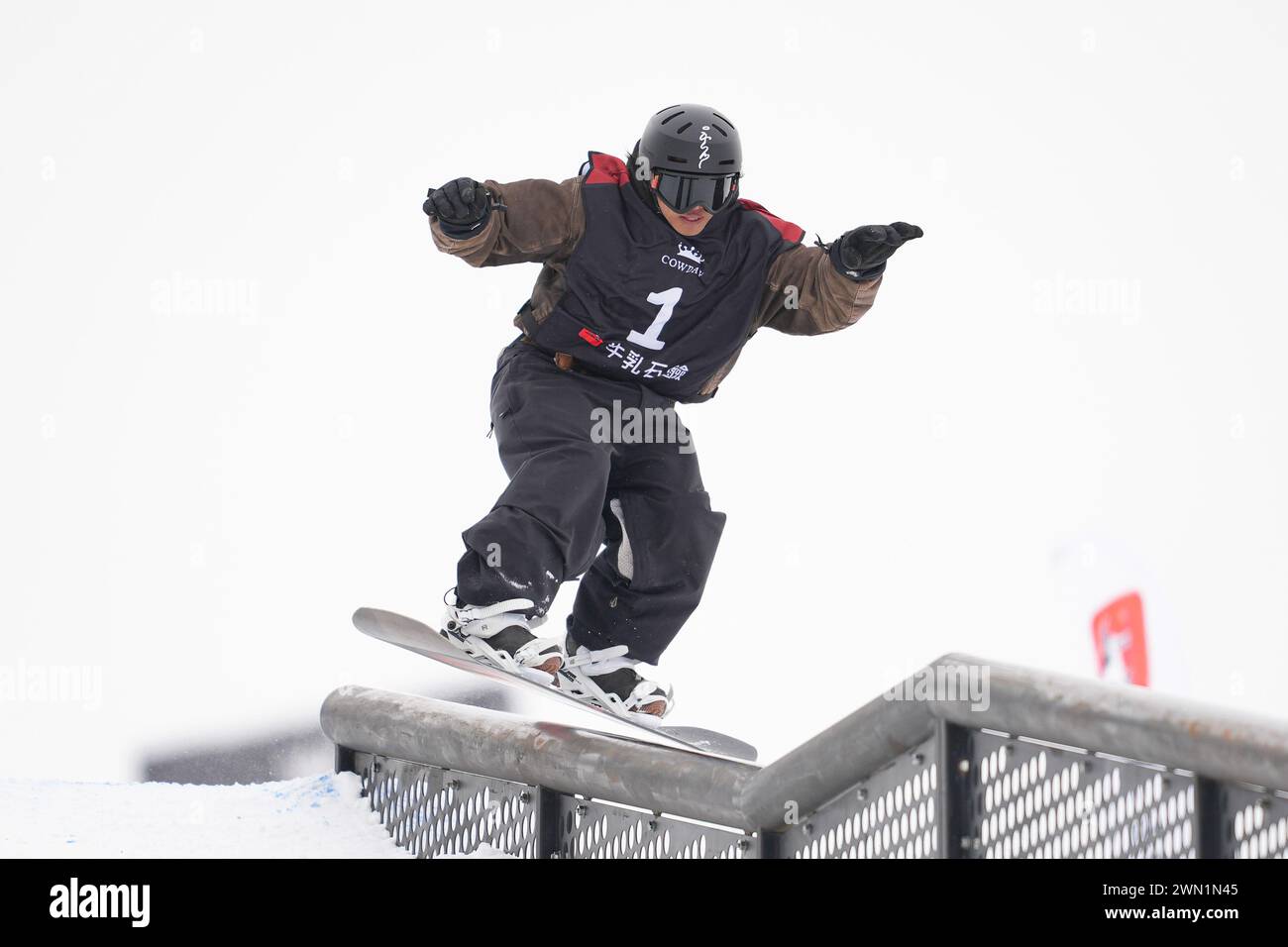 Nagano, Japan. 28th Feb, 2024. Daia Okajima Snowboarding : COWDAY SLOPE ...
