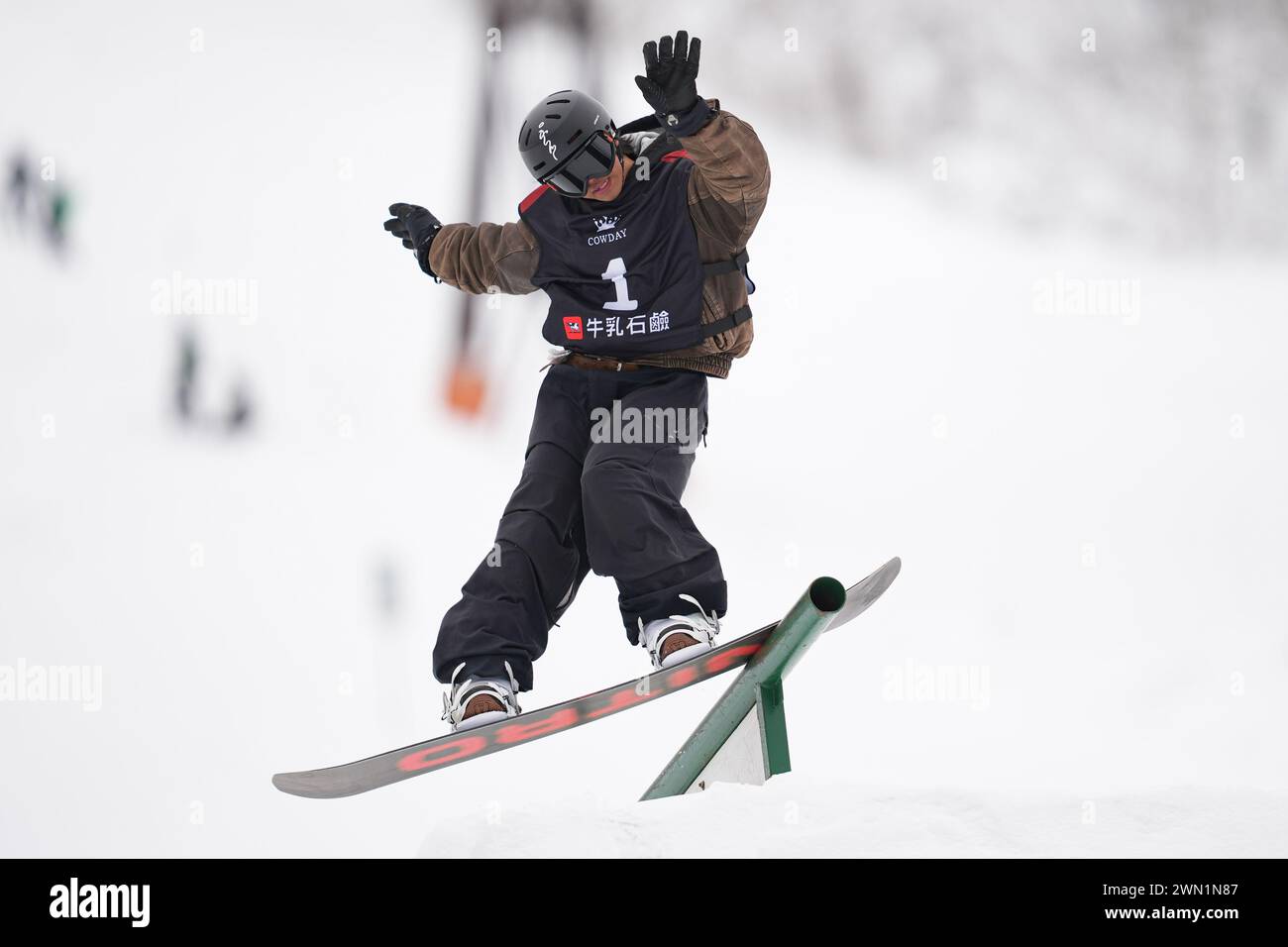 Nagano, Japan. 28th Feb, 2024. Daia Okajima Snowboarding : COWDAY SLOPE ...