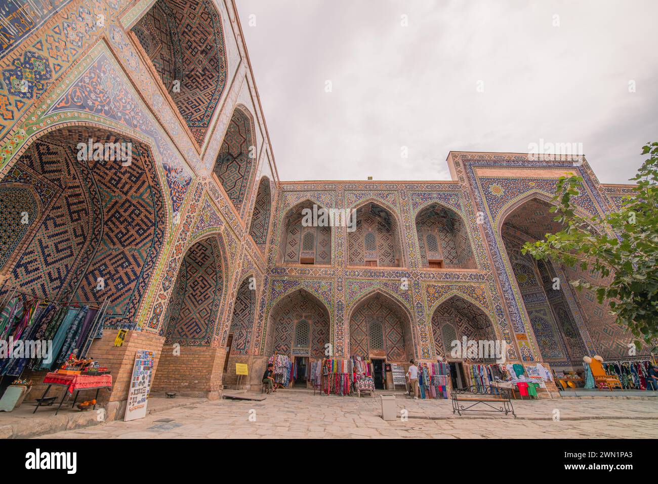JUNE 23, 2023, SAMARQAND, UZBEKISTAN: Colorful exterior of tilya-kori ...