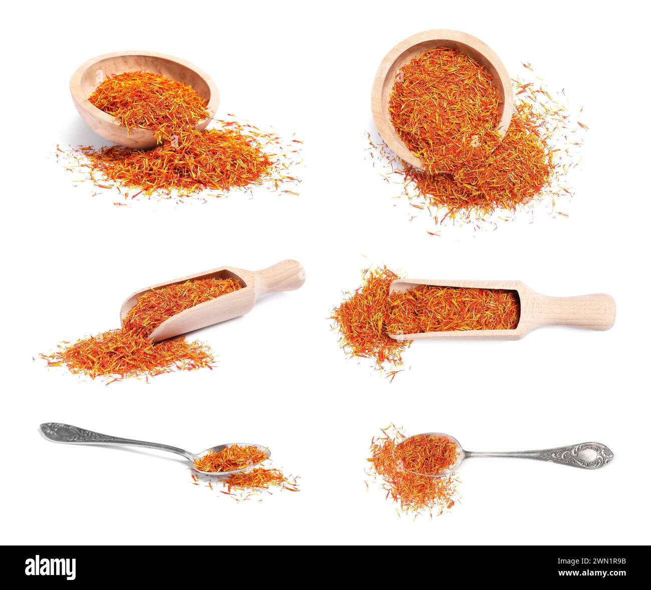 Aromatic saffron isolated on white, top and side views Stock Photo - Alamy