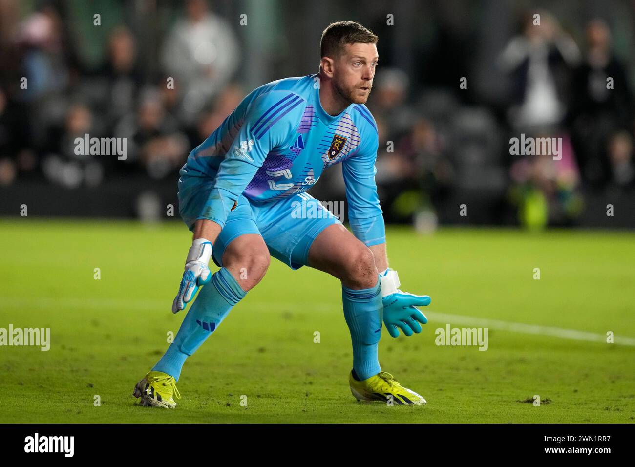 Real Salt Lake goalkeeper Zac MacMath defends the goal during the first ...