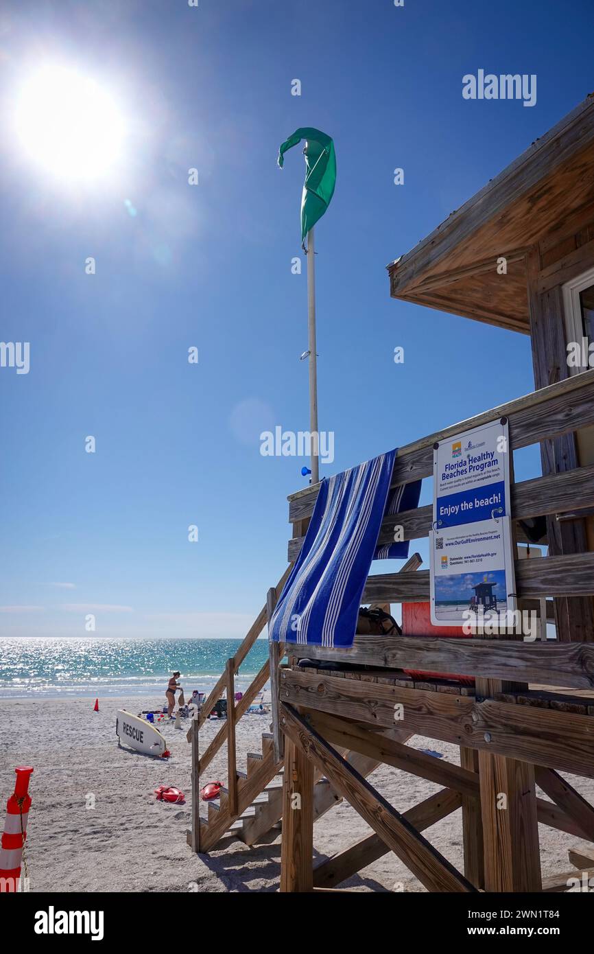 USA Florida FL Sarasota Lido Key Lido Beach lifeguard station on a ...