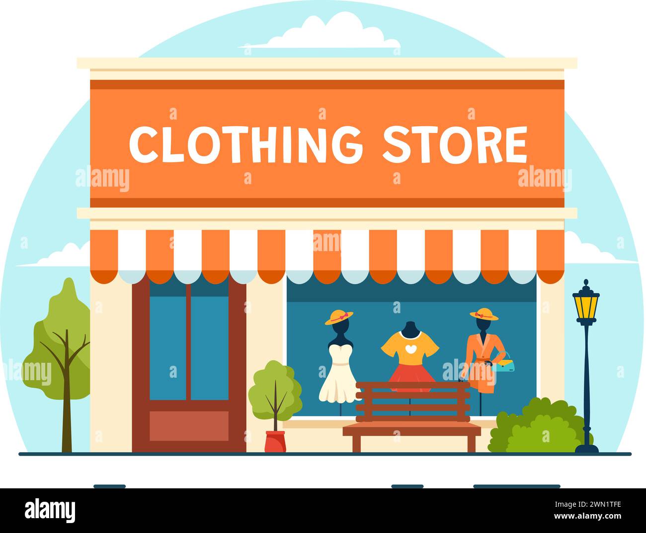 Clothing Store Vector Illustration by Shopping for Clothes or Dresses ...