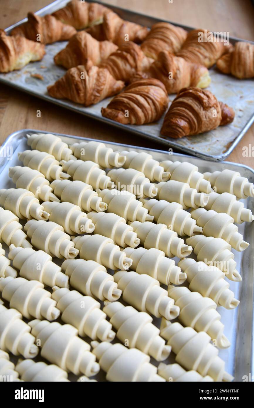 Food bakery raw and baked croissants at a bake shop in Baltimore ...