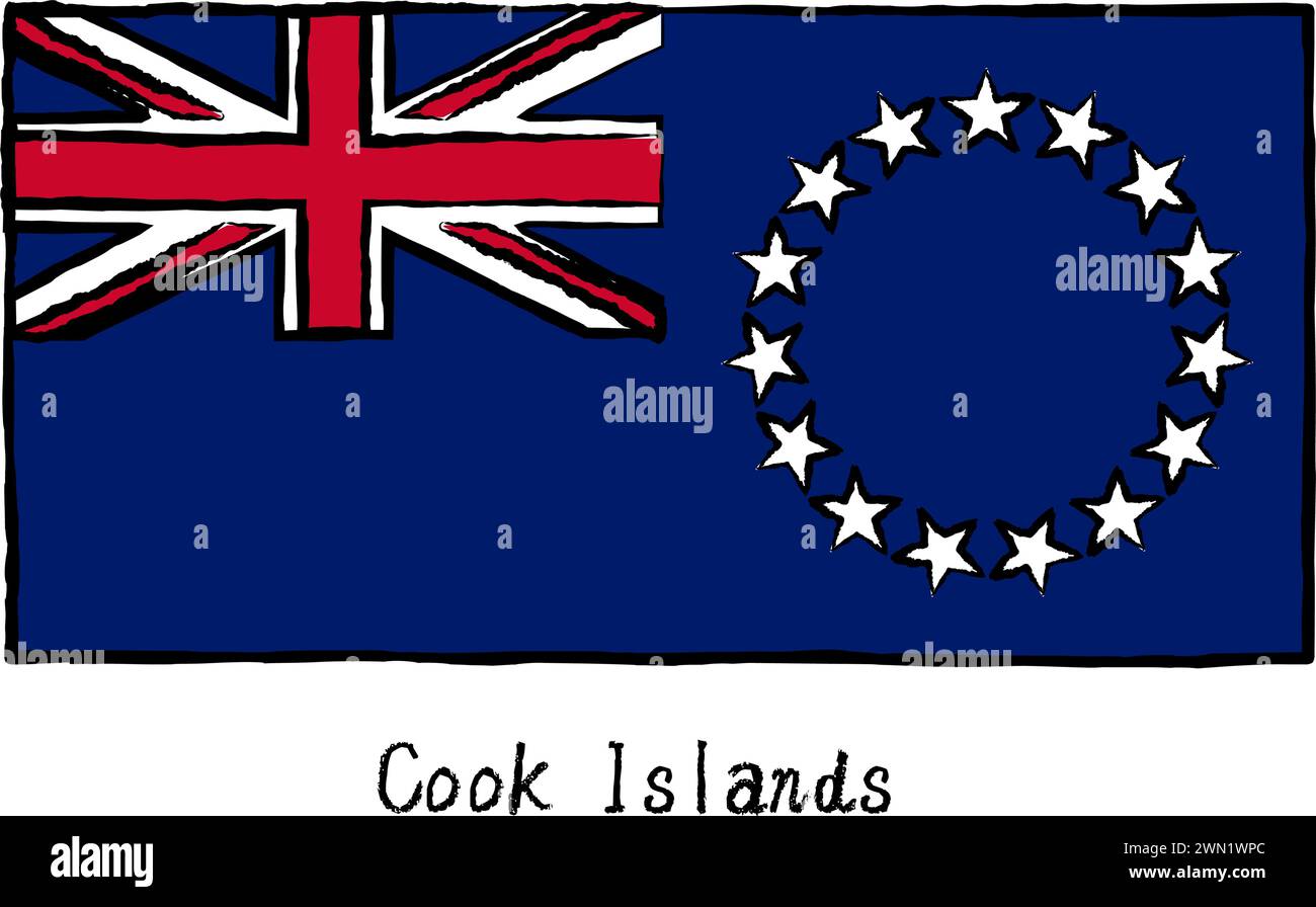 Analog hand-drawn style World Flag, Cook Islands, Vector Illustration Stock Vector Image & Art ...
