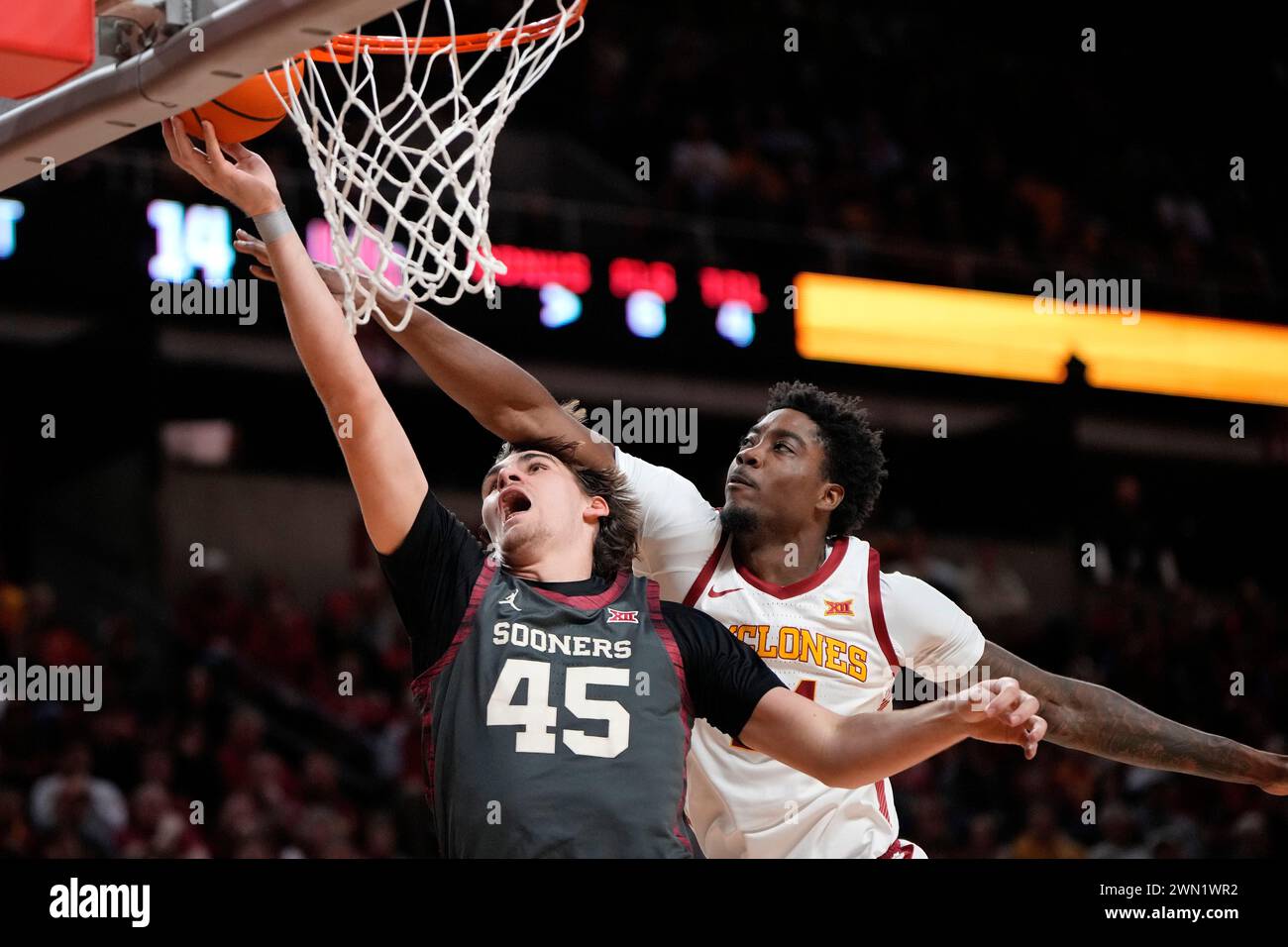 Oklahoma forward Luke Northweather (45) shoots against Iowa State ...