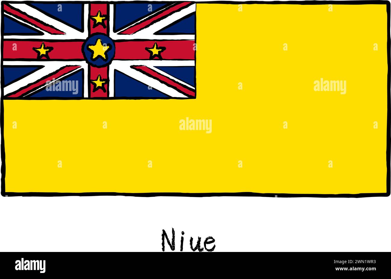 Analog hand-drawn world flag, Niue, Vector Illustration Stock Vector ...