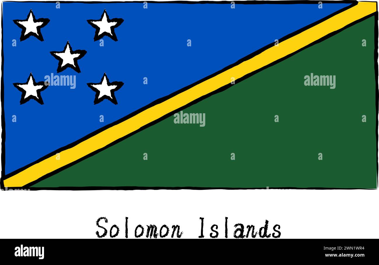 Analog hand-drawn style World Flag, Solomon Islands, Vector ...
