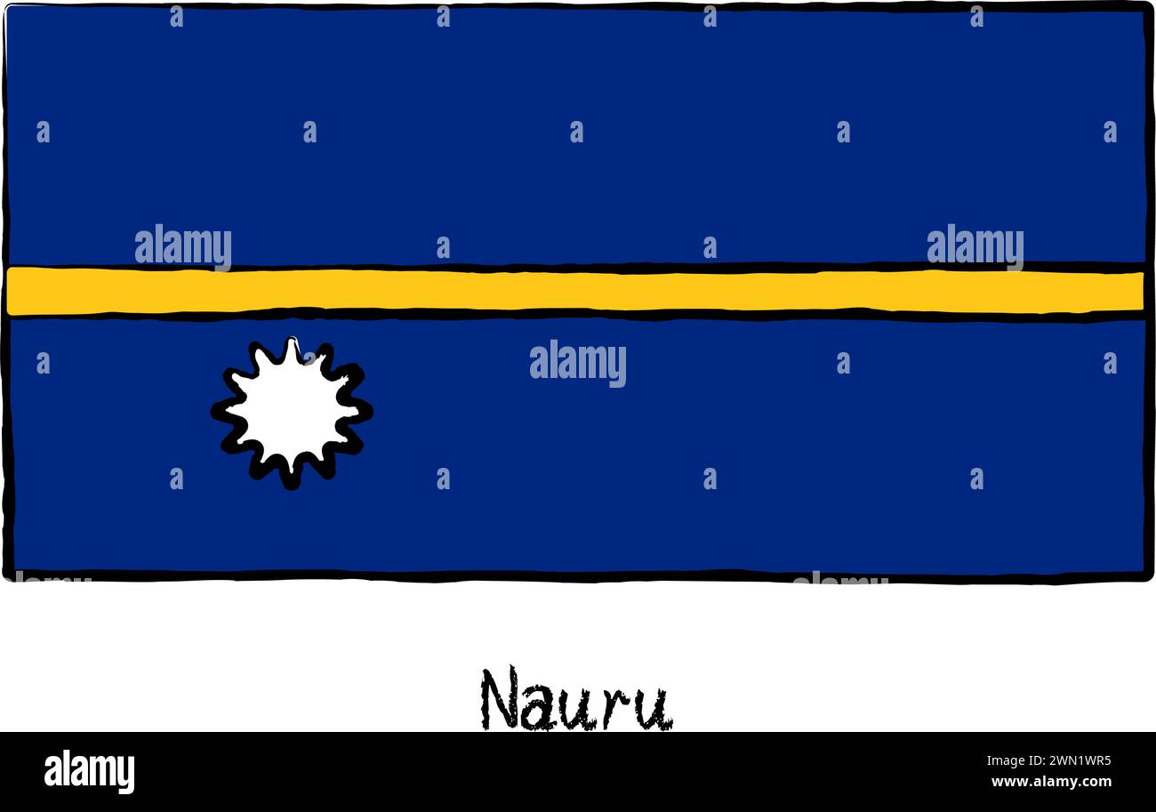 Analog hand-drawn world flag, Nauru, Vector Illustration Stock Vector ...