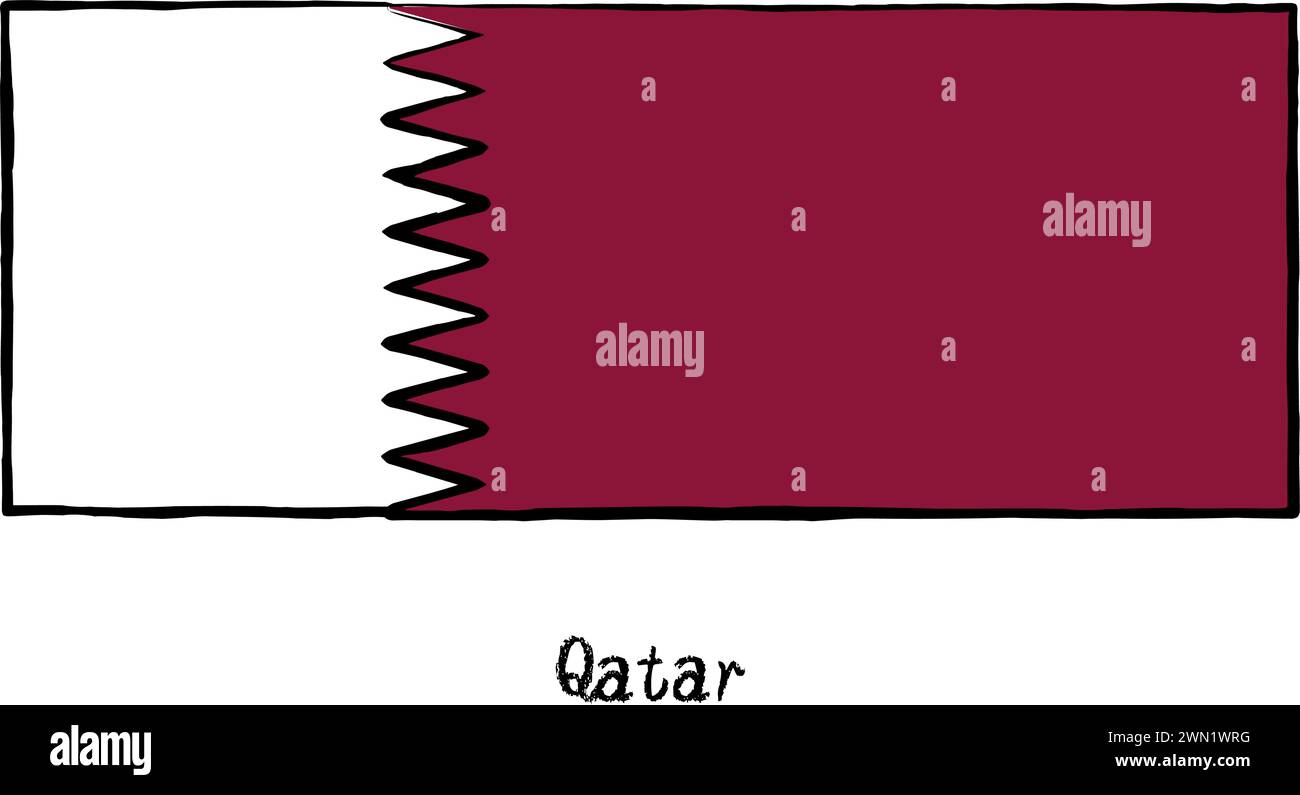 Analog hand-drawn world flag, Qatar, Vector Illustration Stock Vector ...