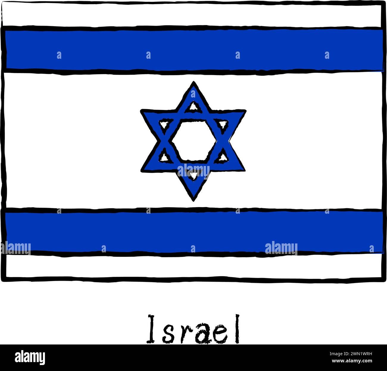 Analog hand-drawn world flag, Israel, Vector Illustration Stock Vector ...