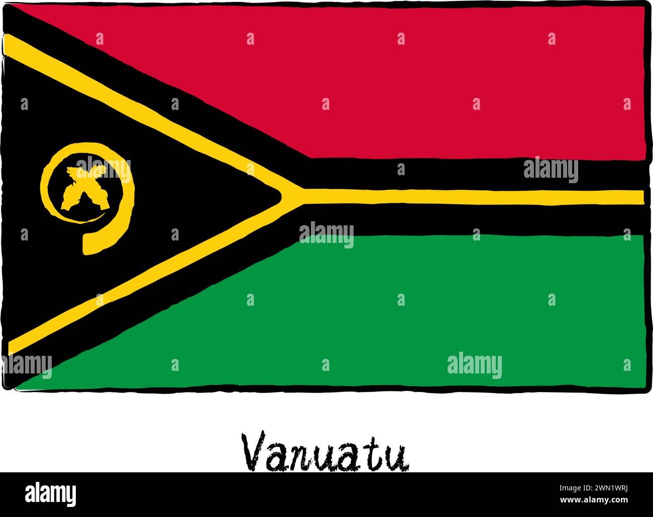 Analog hand-drawn style World Flag, Vanuatu, Vector Illustration Stock ...