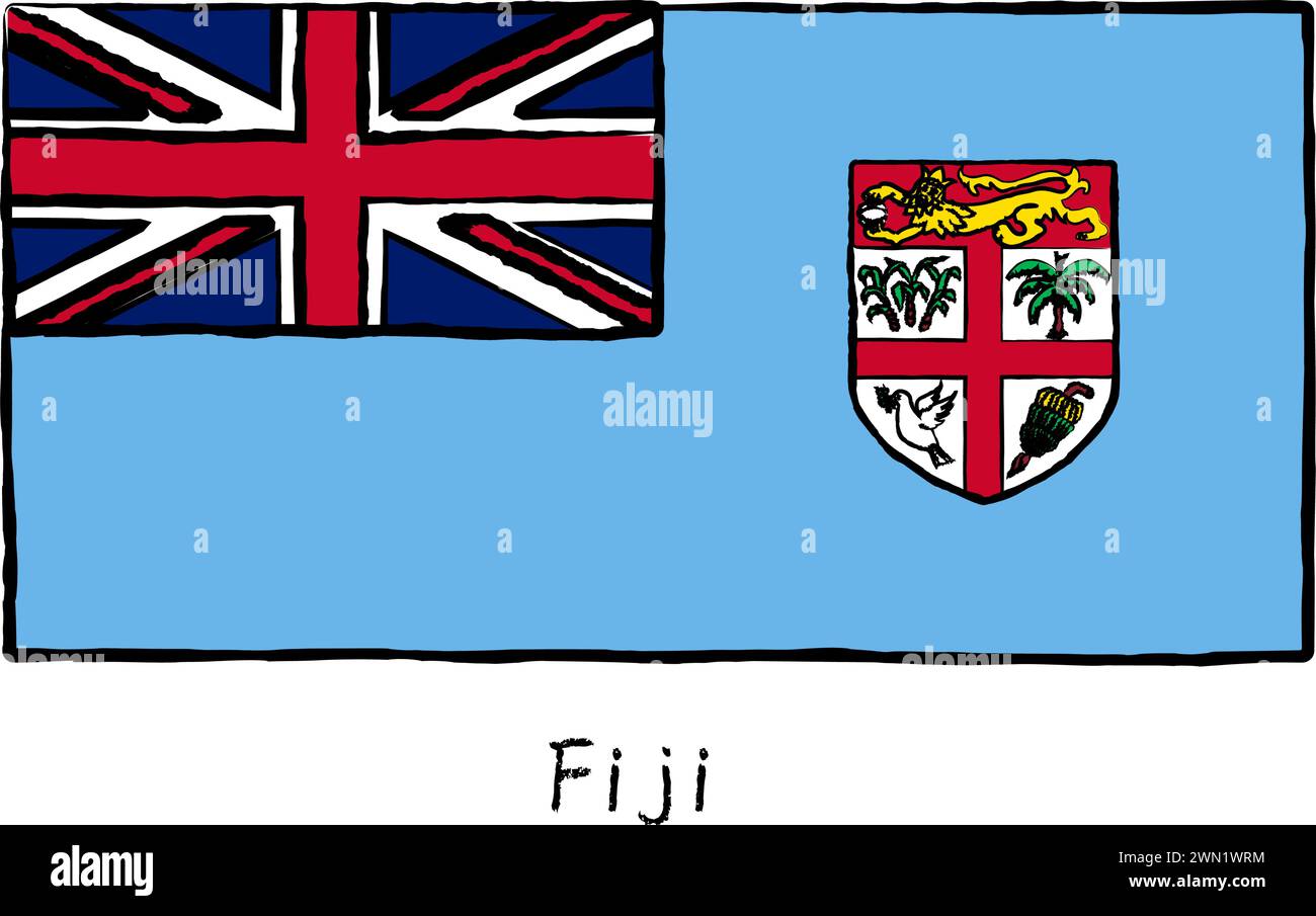 Analog hand-drawn world flag, Fiji, Vector Illustration Stock Vector ...