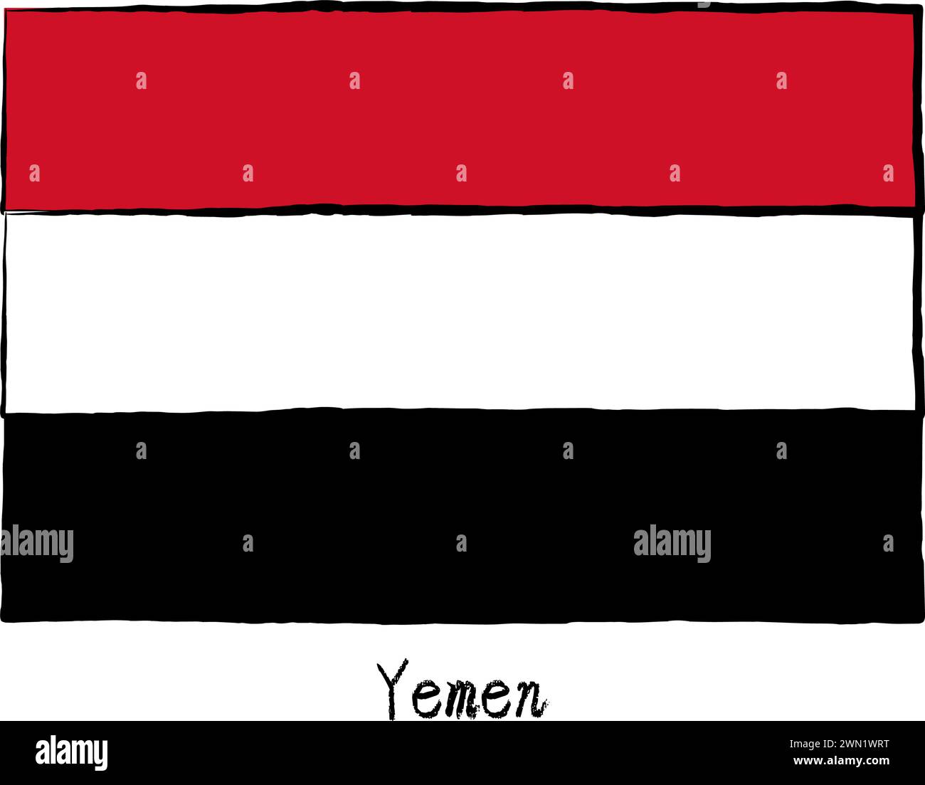 Analog hand-drawn world flag, Yemen, Vector Illustration Stock Vector ...