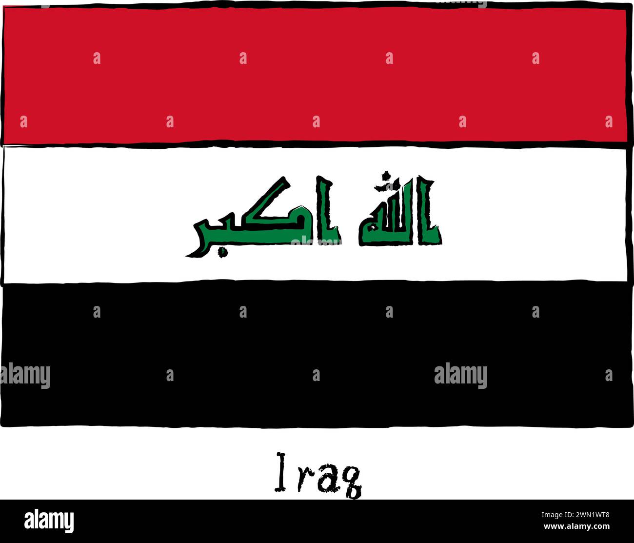 Analog hand-drawn world flag, Iraq, Vector Illustration Stock Vector ...