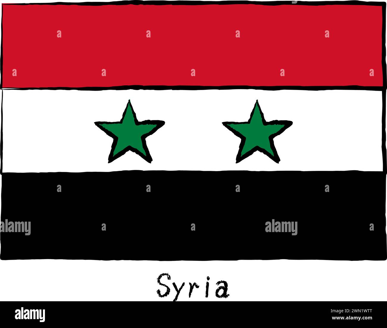 Analog hand-drawn world flag, Syria, Vector Illustration Stock Vector ...