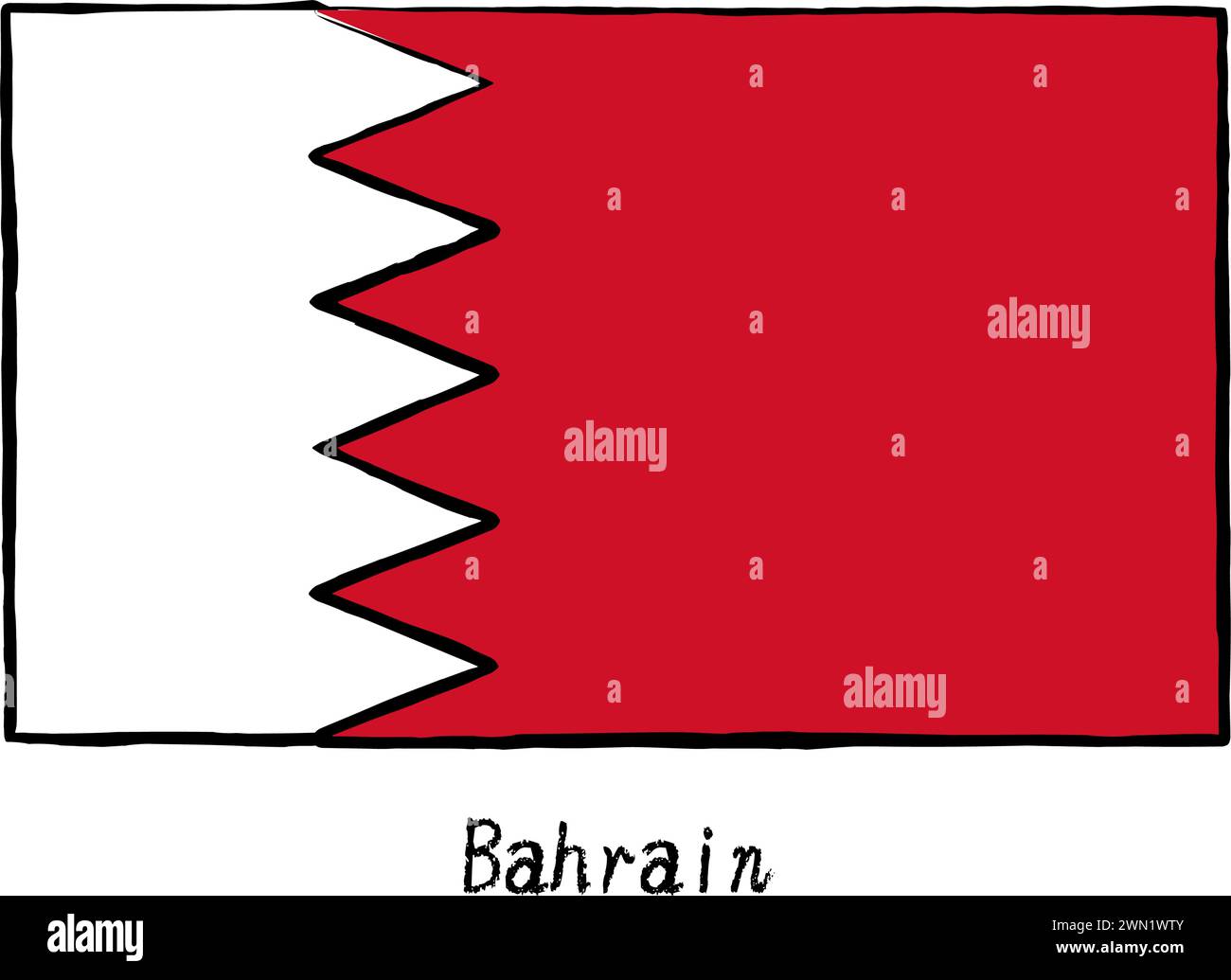 Analog hand-drawn world flag, Bahrain, Vector Illustration Stock Vector ...