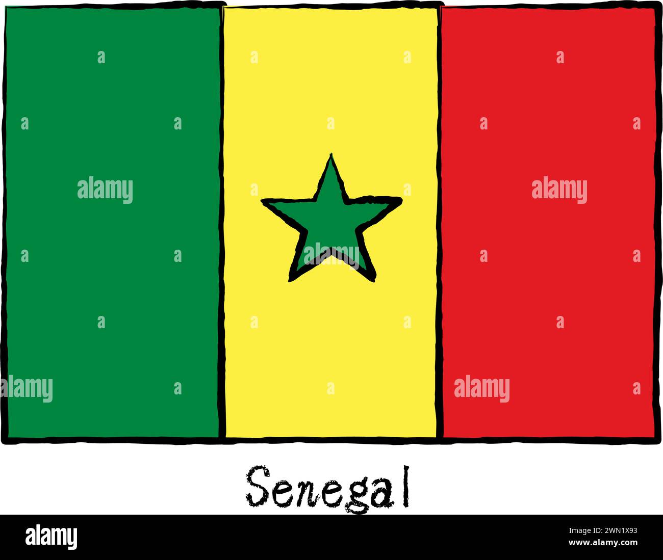 Analog hand-drawn world flag, Senegal, Vector Illustration Stock Vector ...