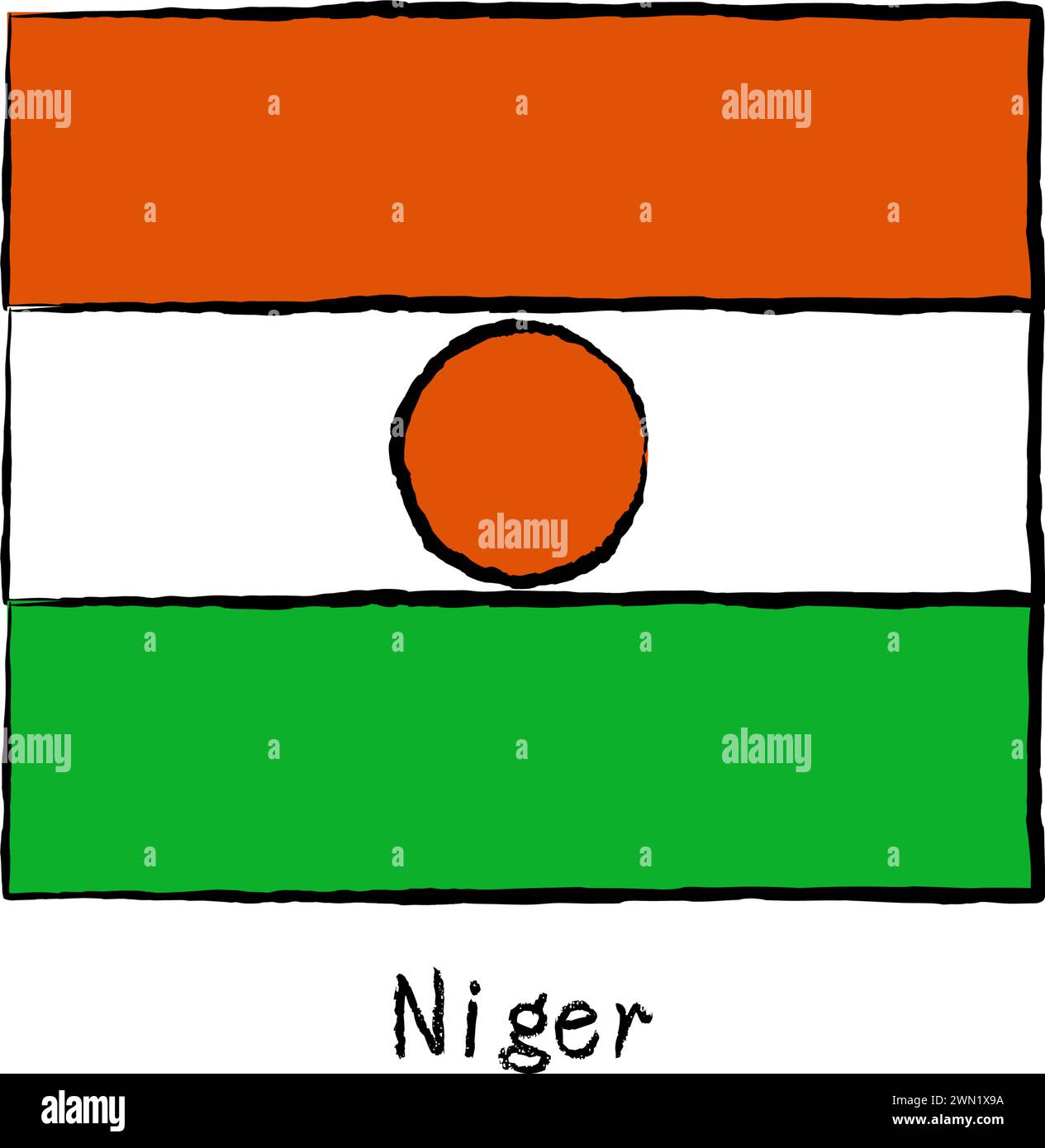 Analog hand-drawn world flag, Niger, Vector Illustration Stock Vector ...