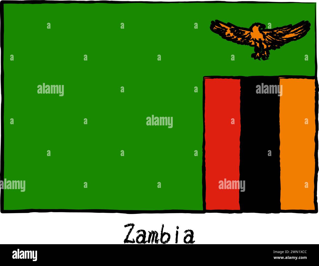 Zambia drawn vector flag hi-res stock photography and images - Alamy