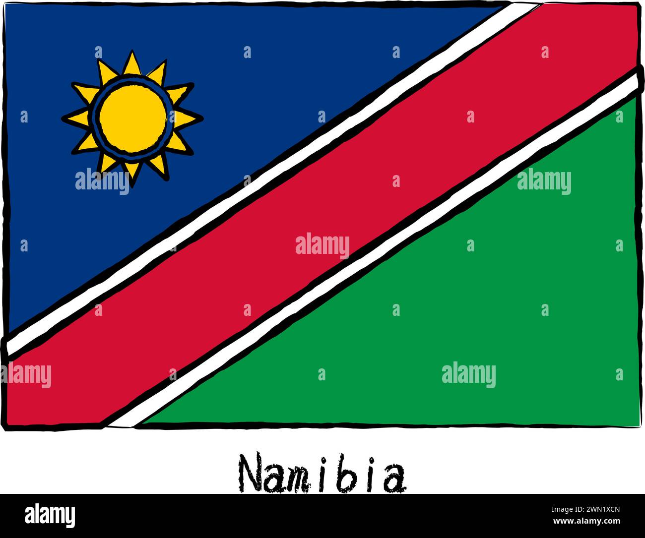 Analog hand-drawn world flag, Namibia, Vector Illustration Stock Vector ...