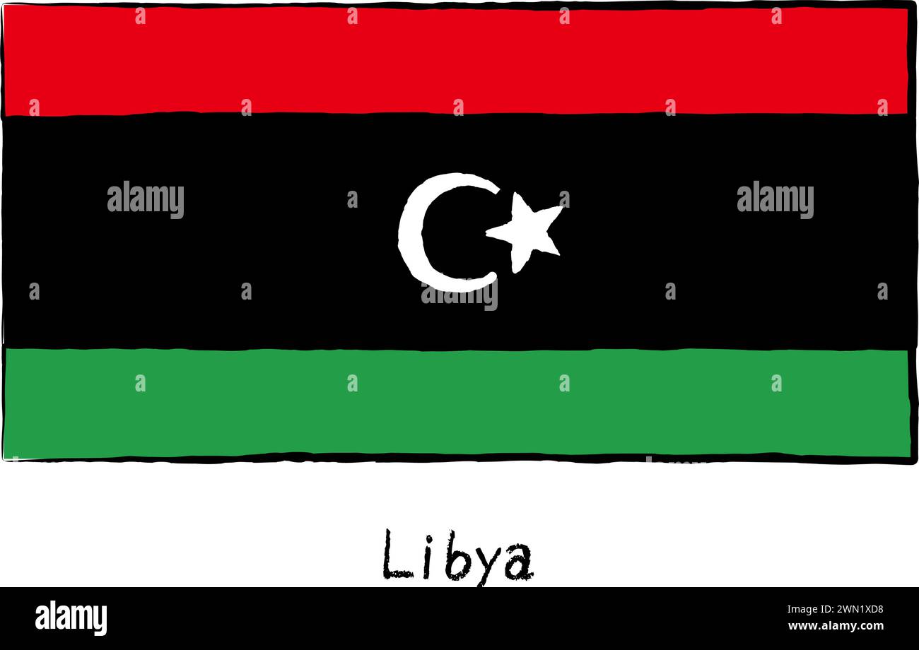 Analog hand-drawn world flags, Libya, Vector Illustration Stock Vector ...