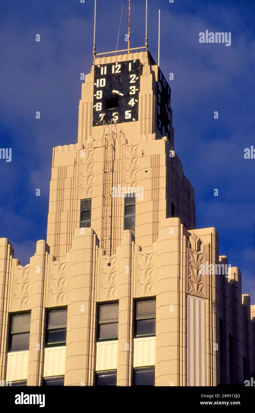art deco, clock, tower, buiilding, architecture, Santa Monica ...