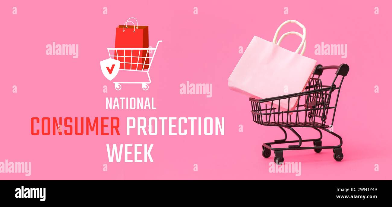 Banner for National Consumer Protection Week with small shopping cart ...